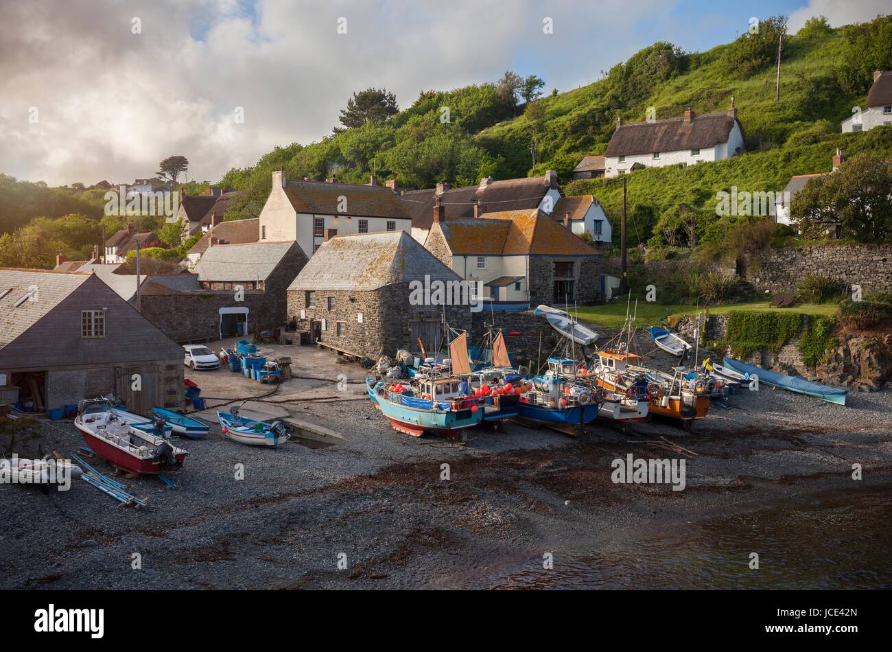 Fishing boats at Cadgwith Cove, Cornwall, England Stock Photo - Alamy