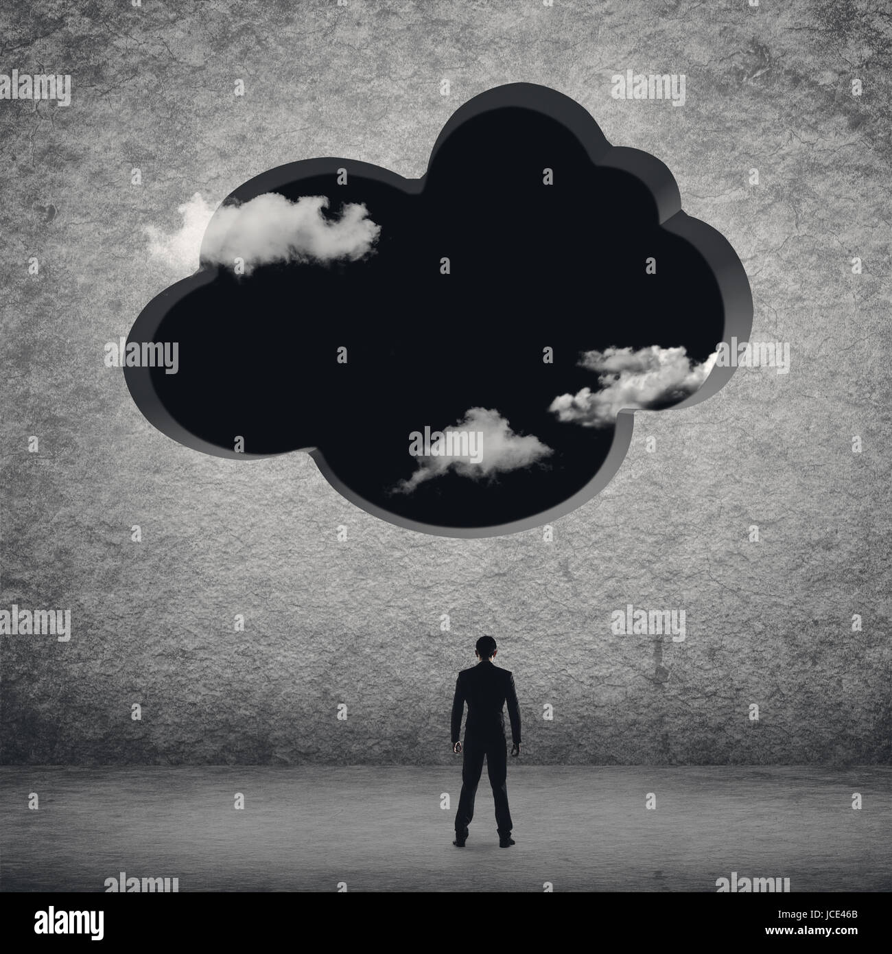 Cloud concept with a man face the cloud Stock Photo - Alamy