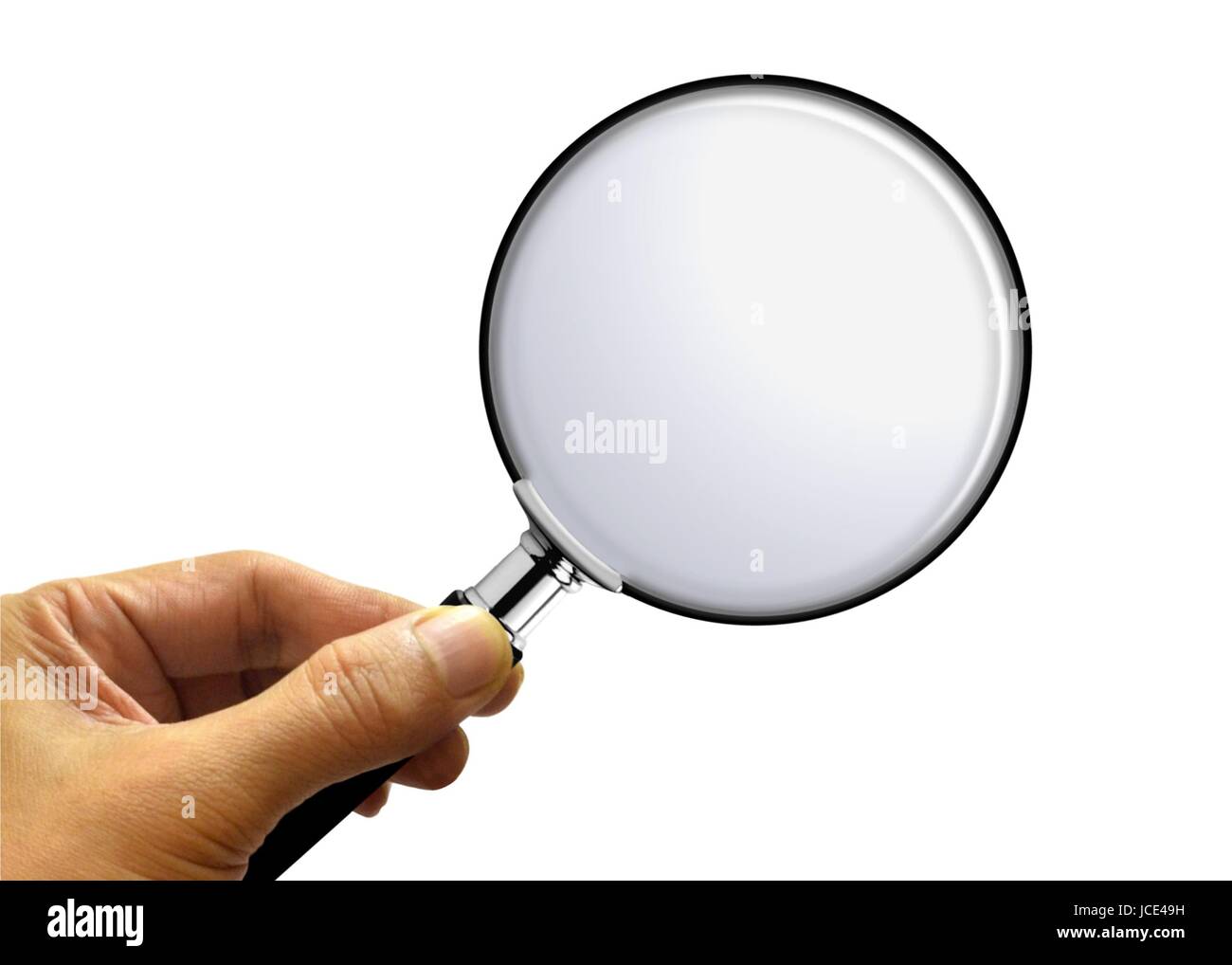 Hand Holding Magnifying Glass on White Stock Photo - Alamy