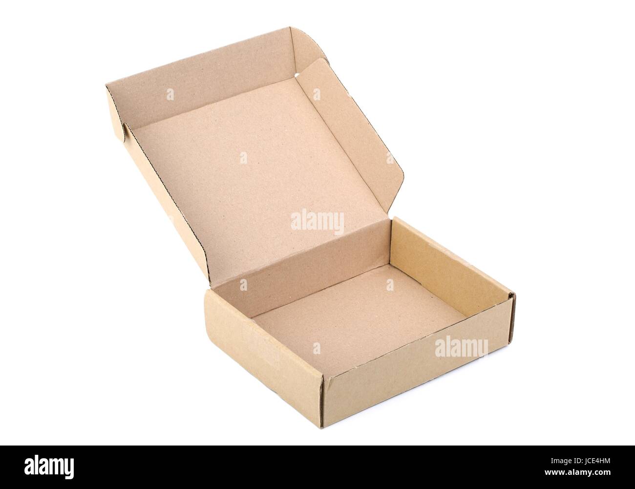 Open cardboard box isolated on white Stock Photo - Alamy