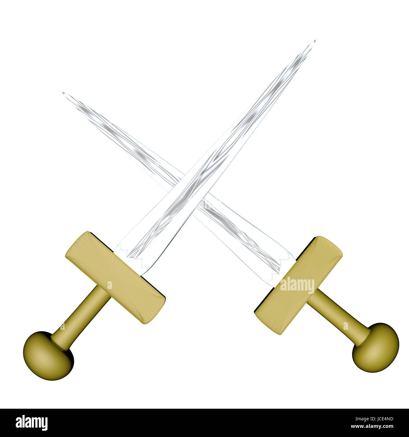 Crossed swords isolated over white, 3d render Stock Photo - Alamy