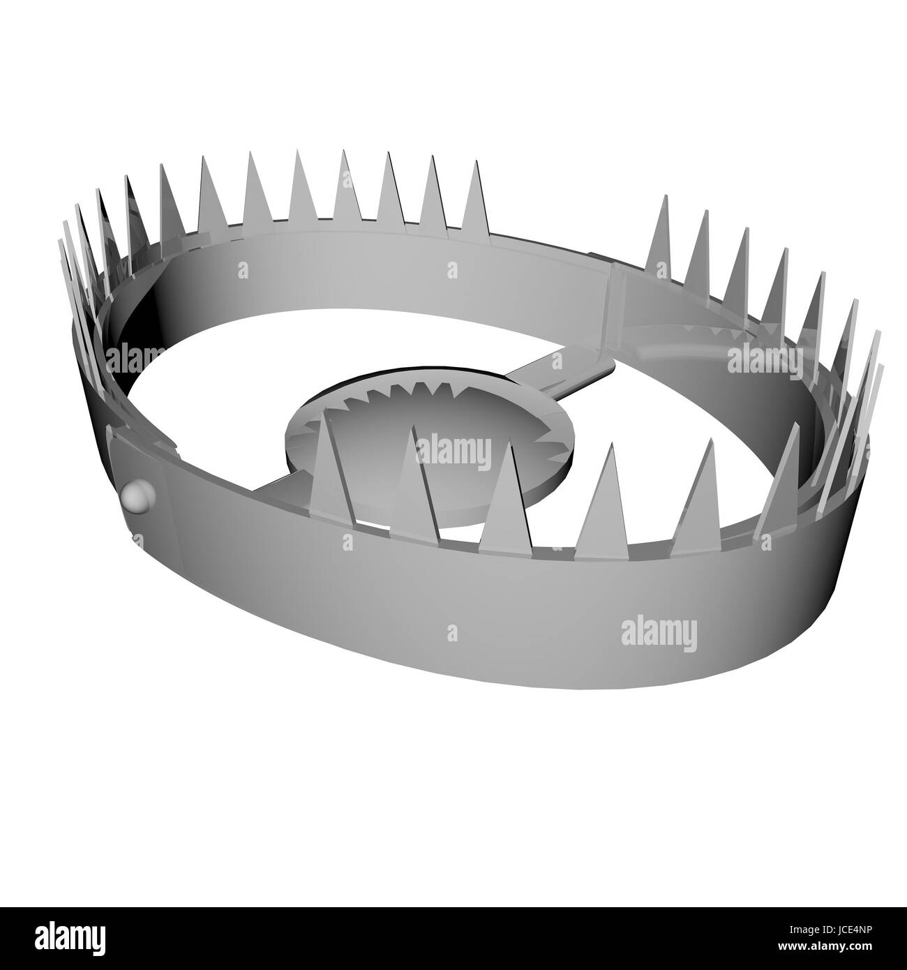 Metallic trap isolated over white, 3d render Stock Photo - Alamy