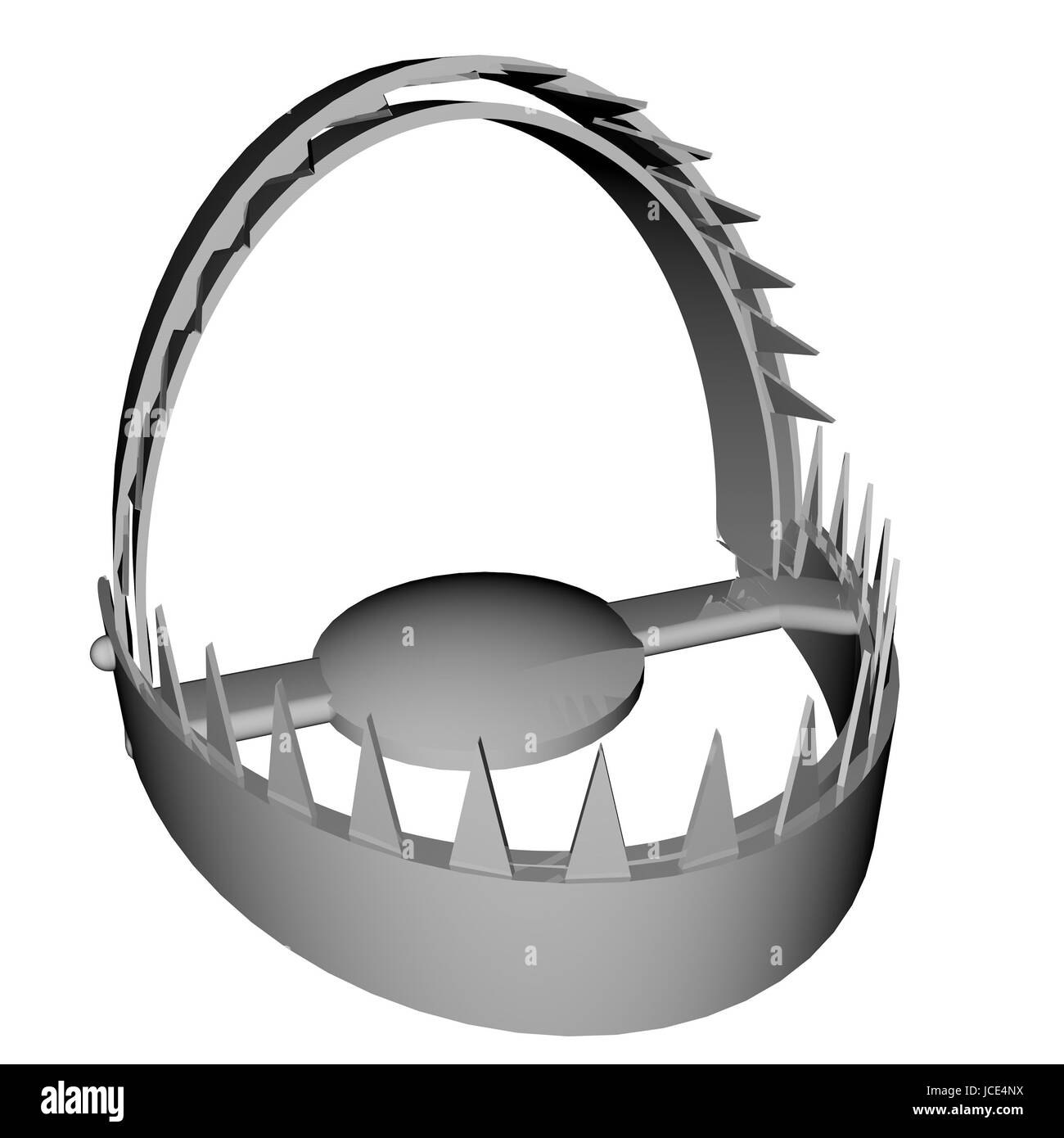 Metallic trap isolated over white, 3d render Stock Photo - Alamy