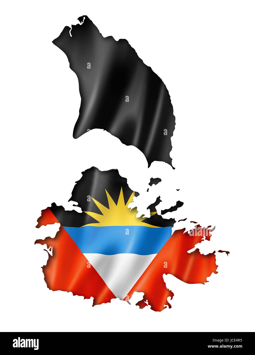 Antigua and Barbuda flag map, three dimensional render, isolated on ...