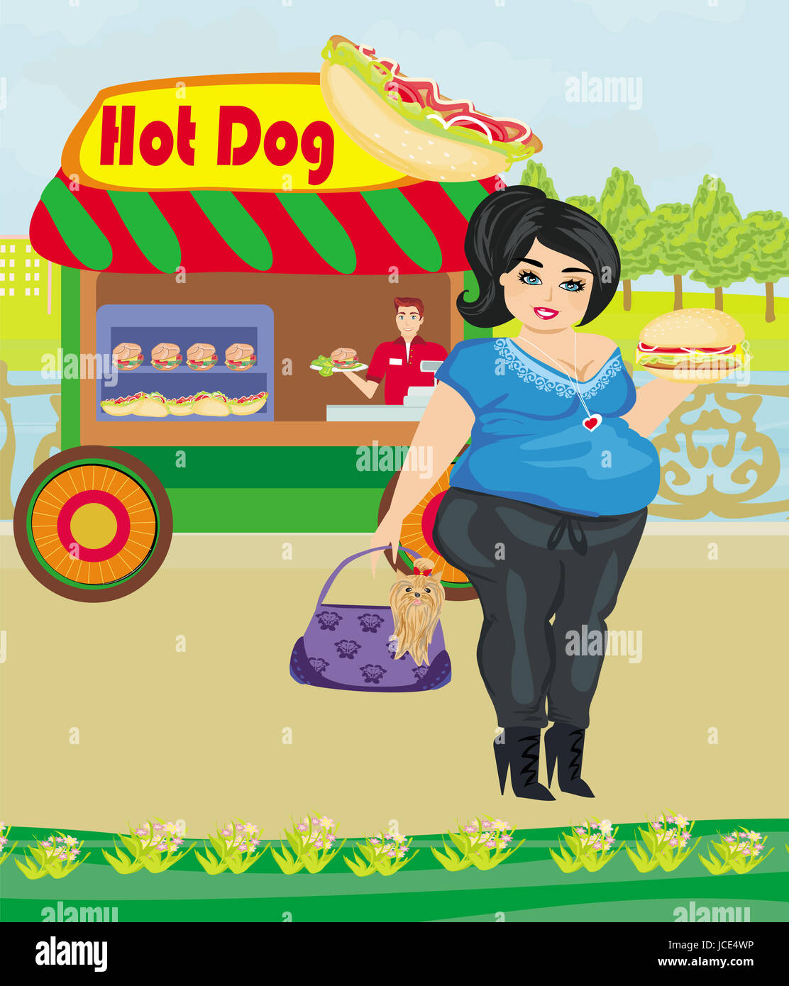 hot dog booth stand in the city Stock Photo - Alamy