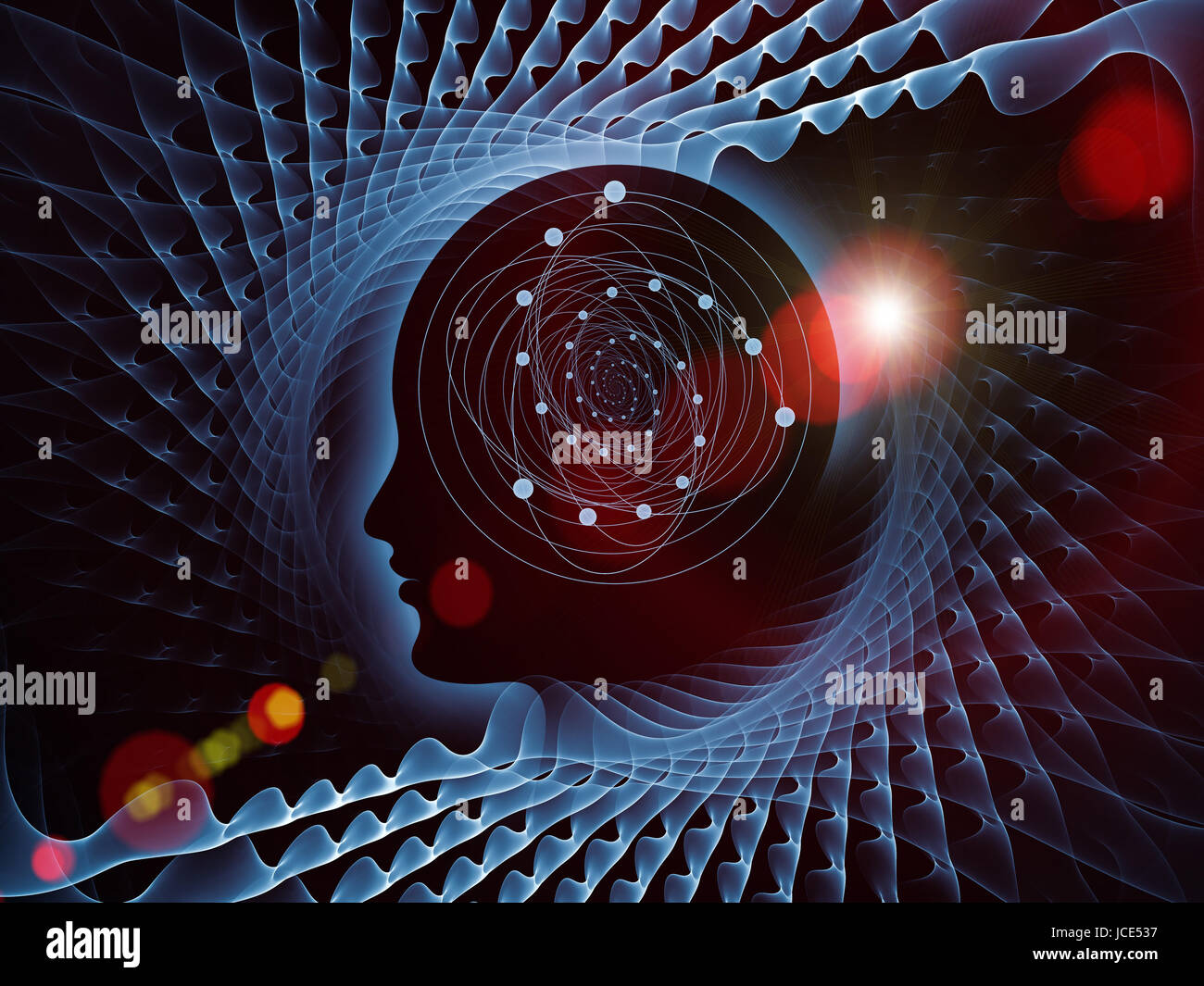 Mind Geometry series. Background composition of Human profile, math and ...