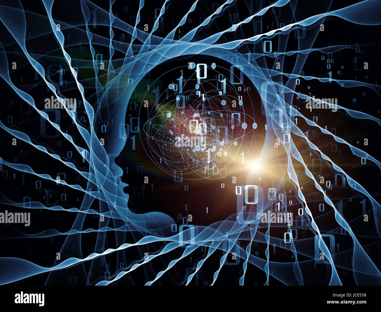 Mind Geometry series. Background composition of Human profile, math and ...