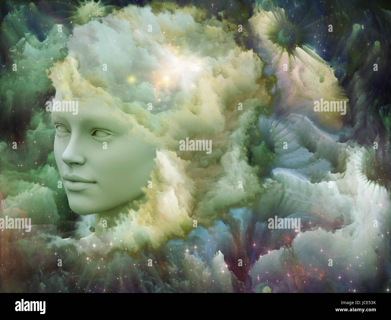 Dreaming Intellect series. Abstract design made of human face and ...