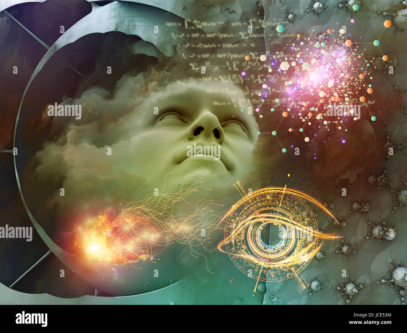 Dreaming Intellect series. Abstract design made of human face and ...