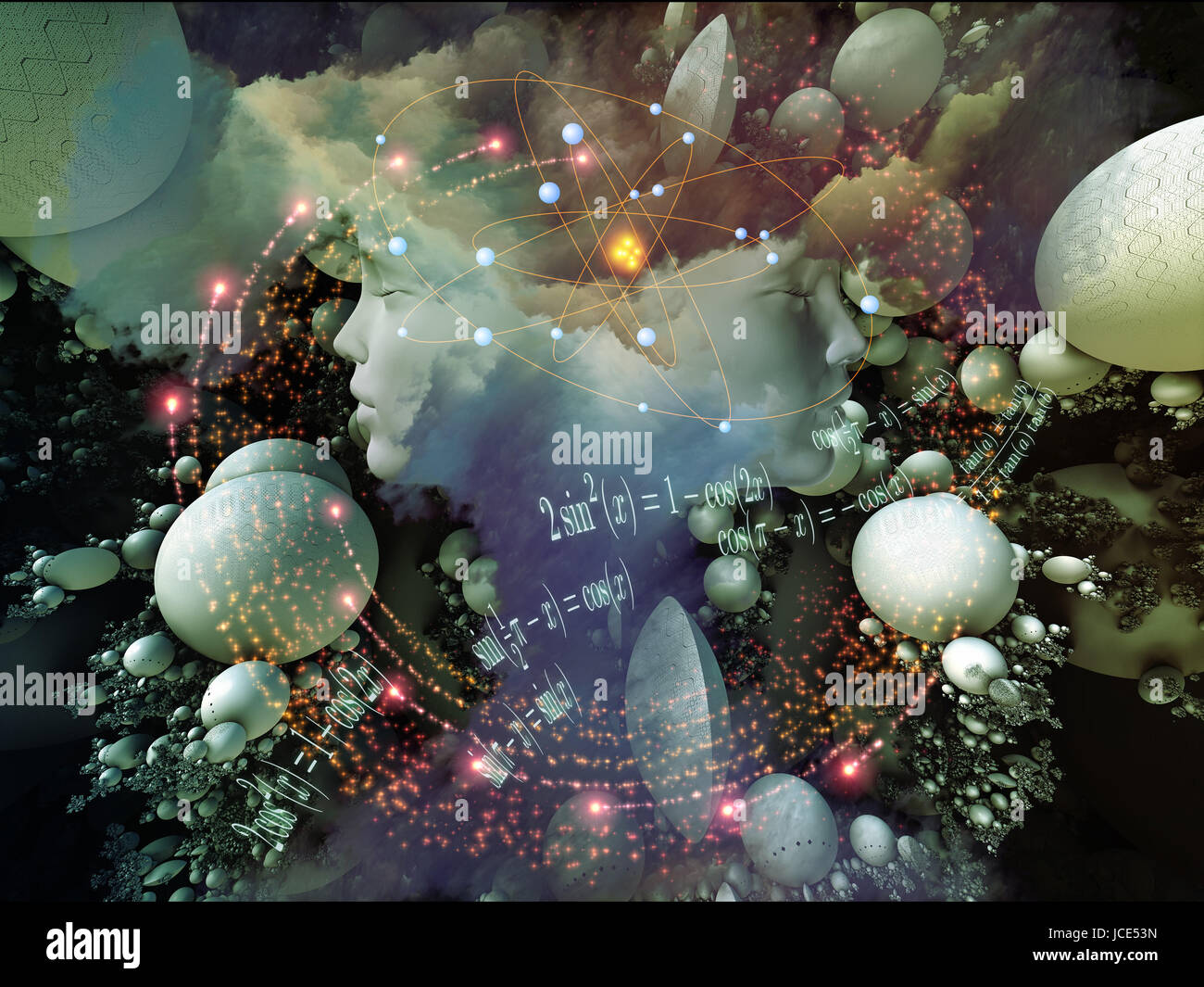 Dreaming Intellect series. Background design of human face and ...
