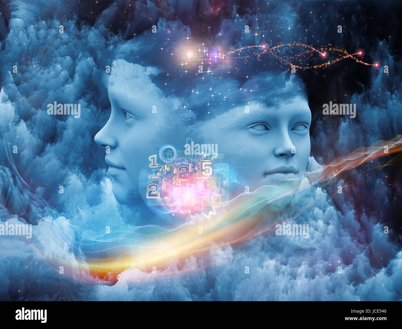 Dreaming Intellect series. Backdrop design of human face and ...