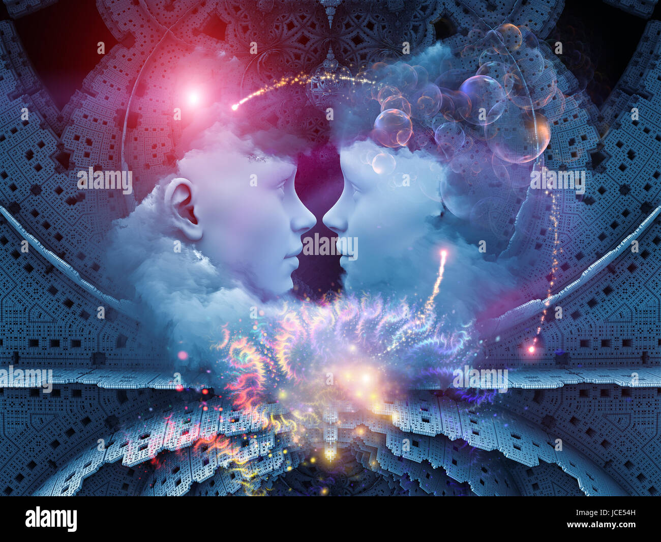 Dreaming Intellect series. Abstract arrangement of human face and ...