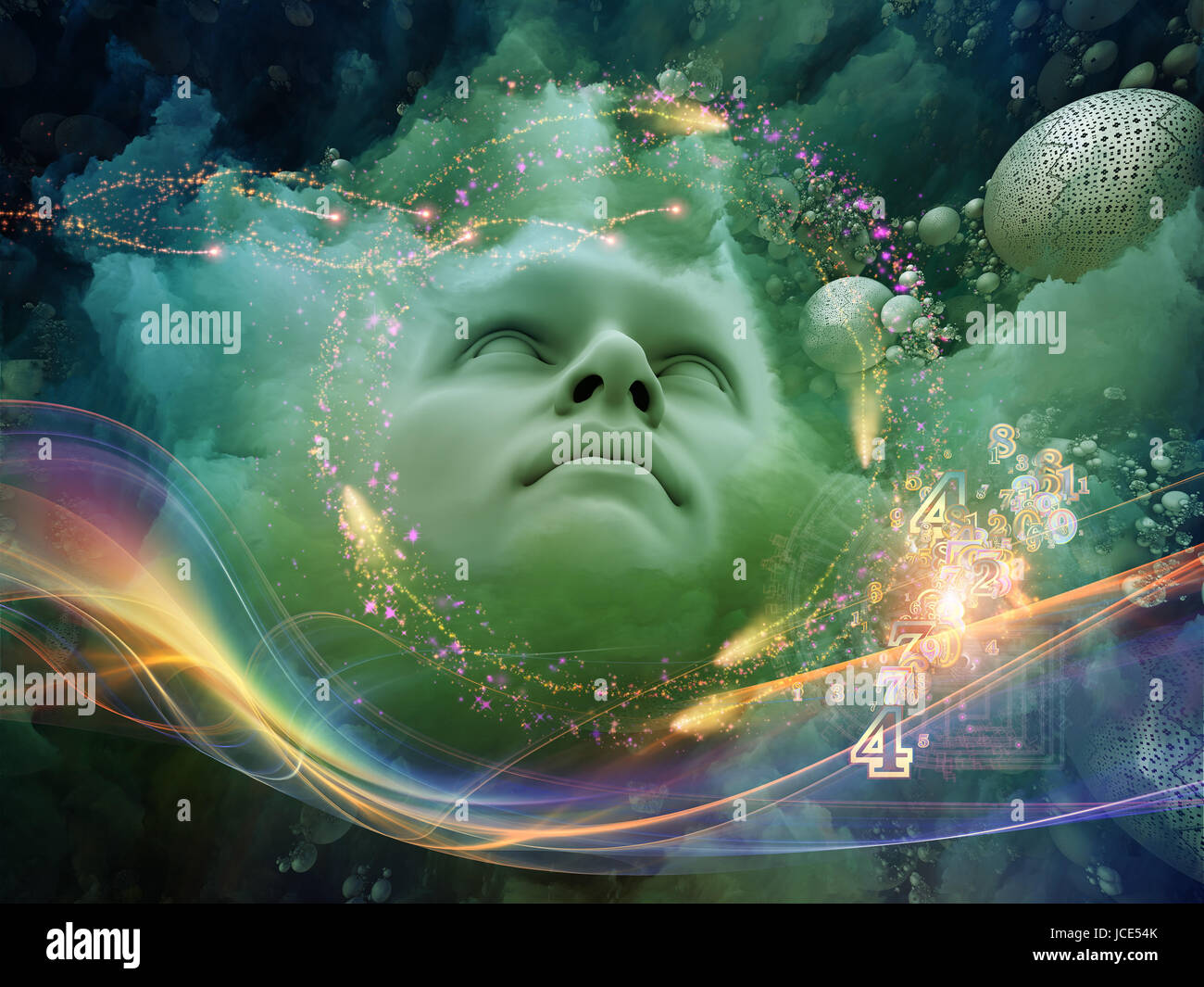 Dreaming Intellect series. Creative arrangement of human face and ...