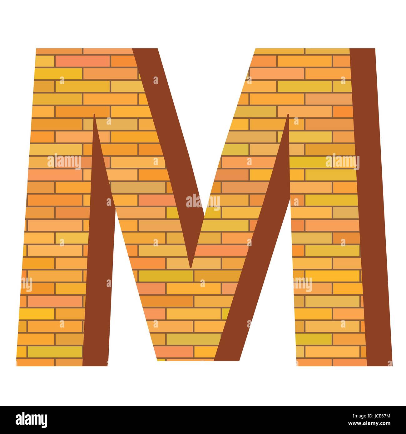 colorful illustration with brick letter M on a white background Stock ...