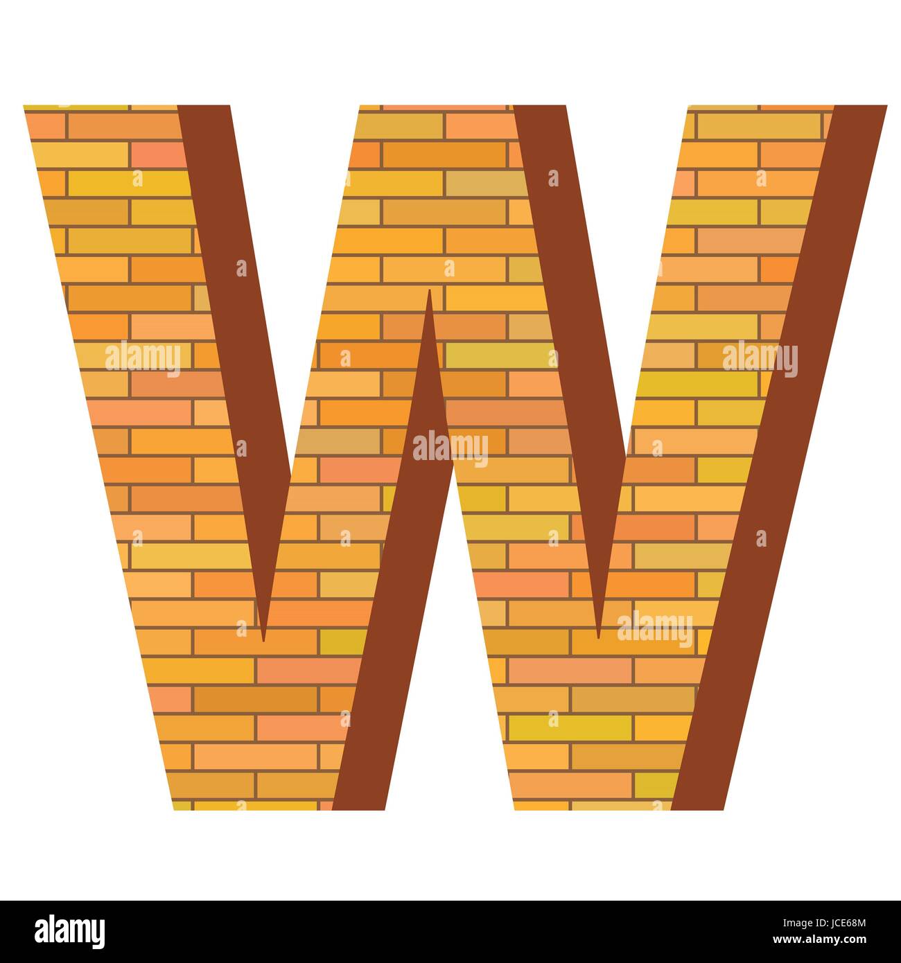 colorful illustration with brick letter W on a white background Stock ...