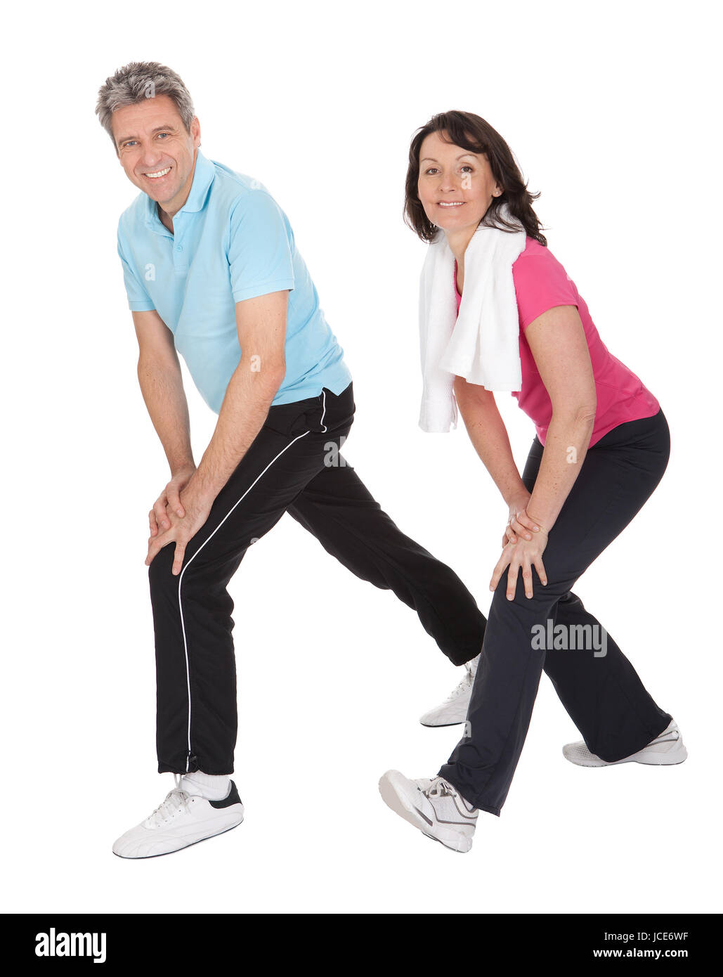 Mature couple stretching exercise Cut Out Stock Images & Pictures - Alamy