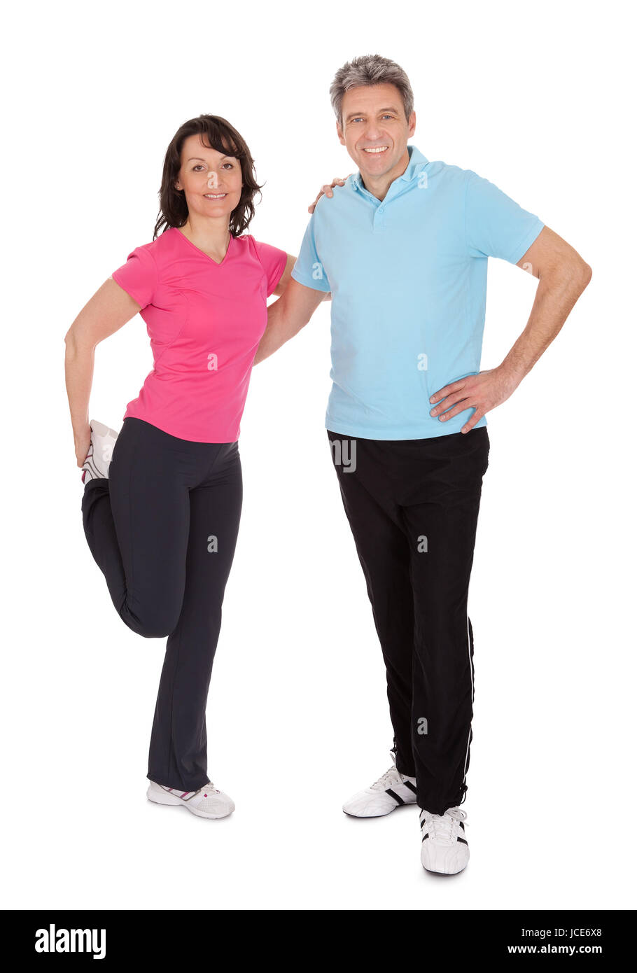 Mature couple stretching exercise Cut Out Stock Images & Pictures - Alamy
