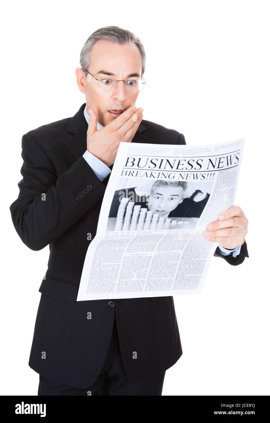 Scared people reading newspaper hi-res stock photography and images - Alamy