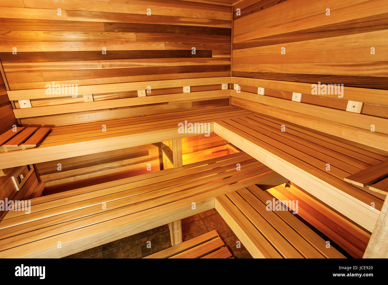 interior of a cedar wood sauna Stock Photo - Alamy
