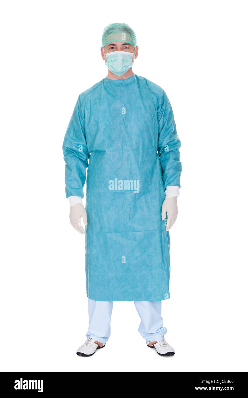 Portrait Of Mature Male Surgeon Isolated Over White Background Stock ...