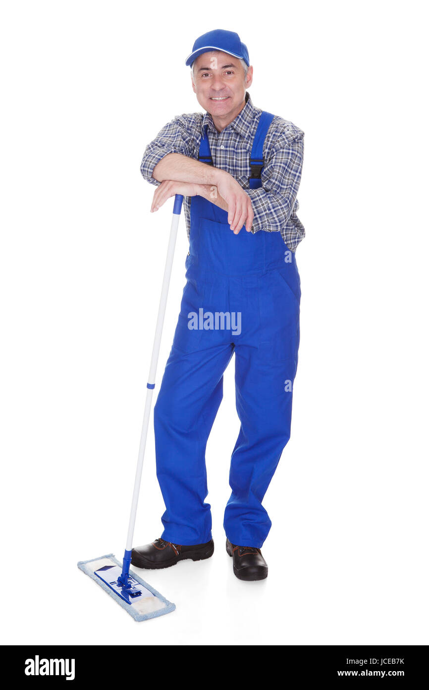 Man mopping floor Cut Out Stock Images & Pictures - Alamy