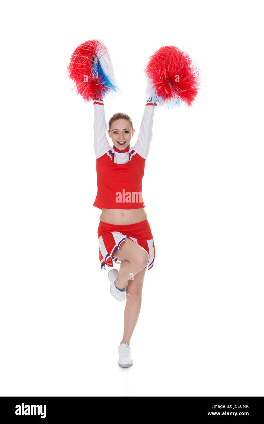 Red pom poms cheerleader hi-res stock photography and images - Alamy