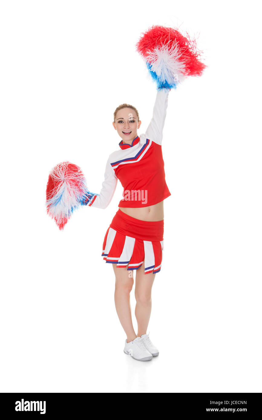 Red pom poms cheerleader hi-res stock photography and images - Alamy
