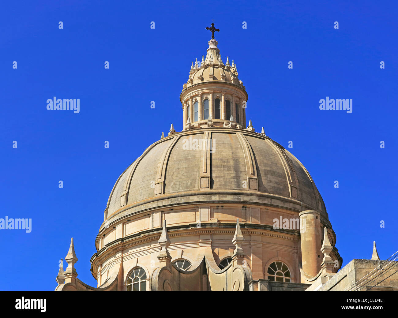 Rotunda domed roof of church of St John the Baptist, Xewkija, island of ...
