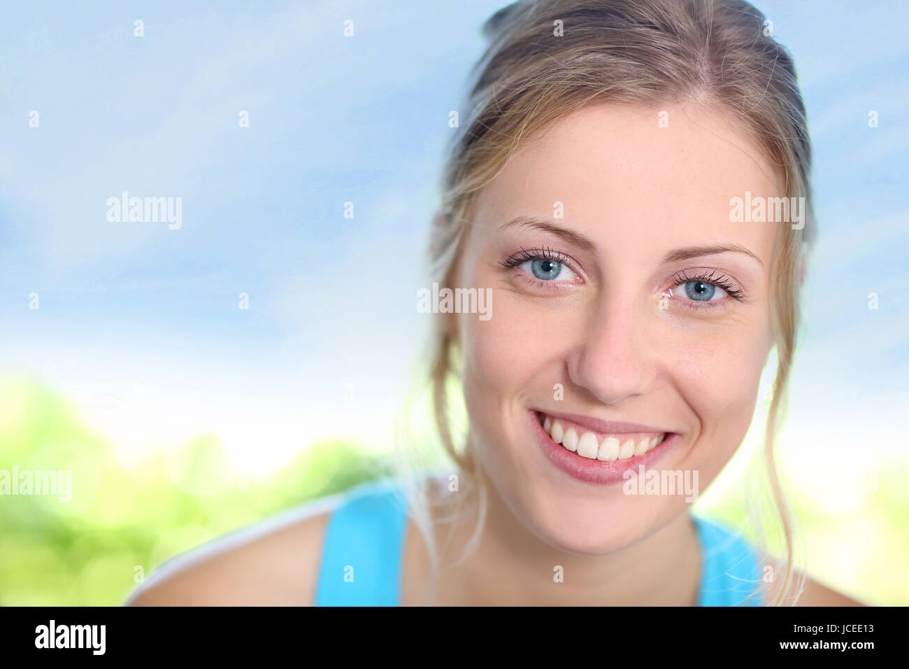 Portrait of teenager with blue eyes Stock Photo - Alamy