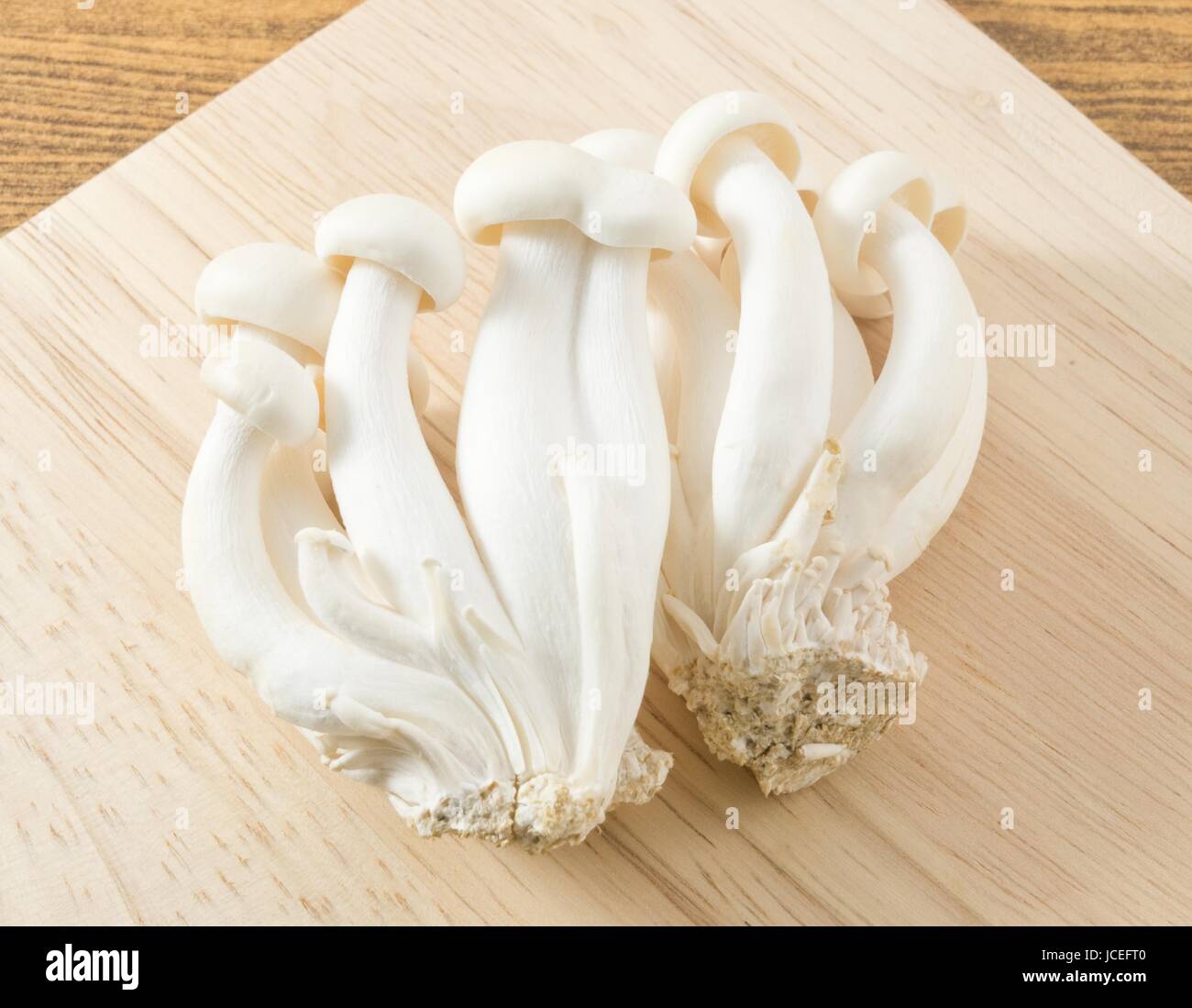 Vegetable, Raw White Shimeji Mushroom or Bunapi Mushroom on Wooden ...