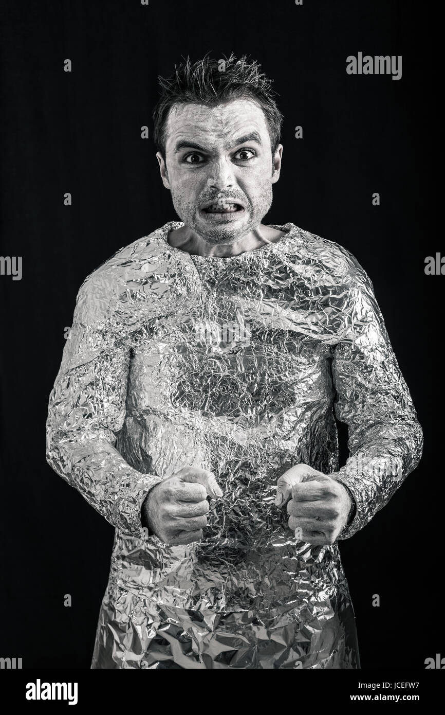 Portrait of angry alien man Stock Photo - Alamy