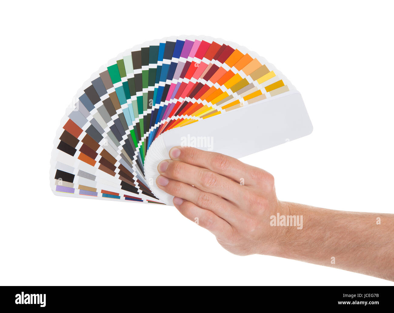 Young Man Holding Color Palette Isolated On White Background Stock ...