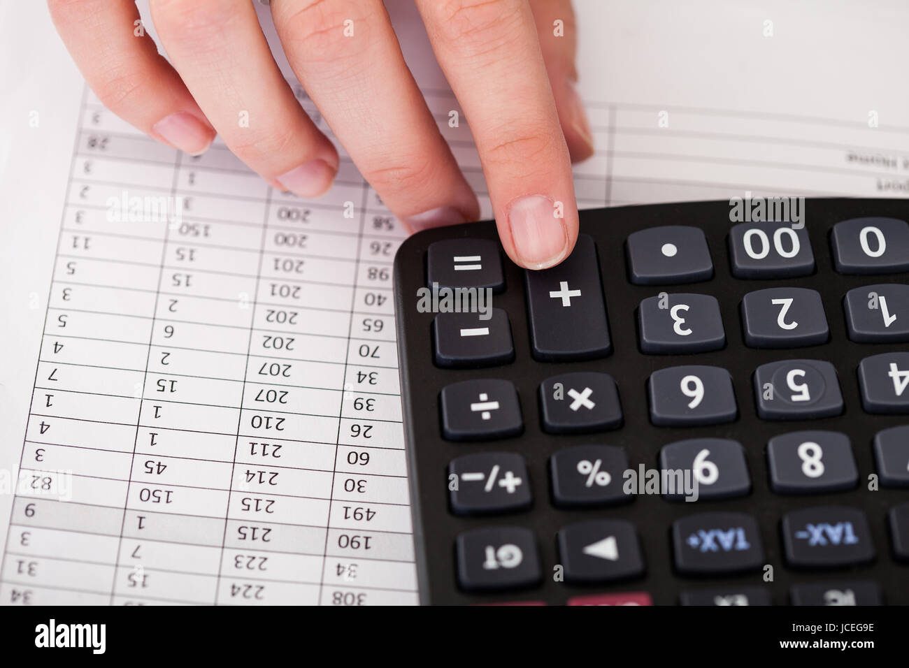 Close-up Photos Of The Hand With Calculator Stock Photo - Alamy