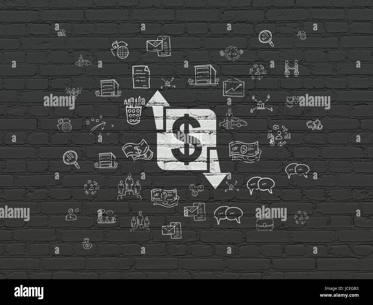 Business concept: Finance on wall background Stock Photo - Alamy