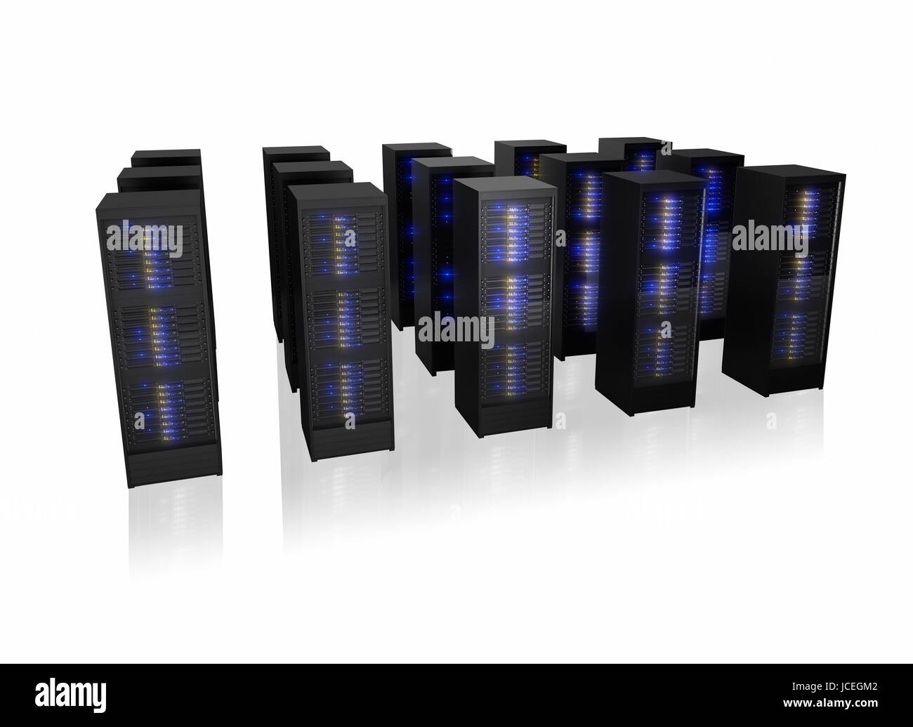 Several rows of server racks. Isolated on white background Stock Photo ...