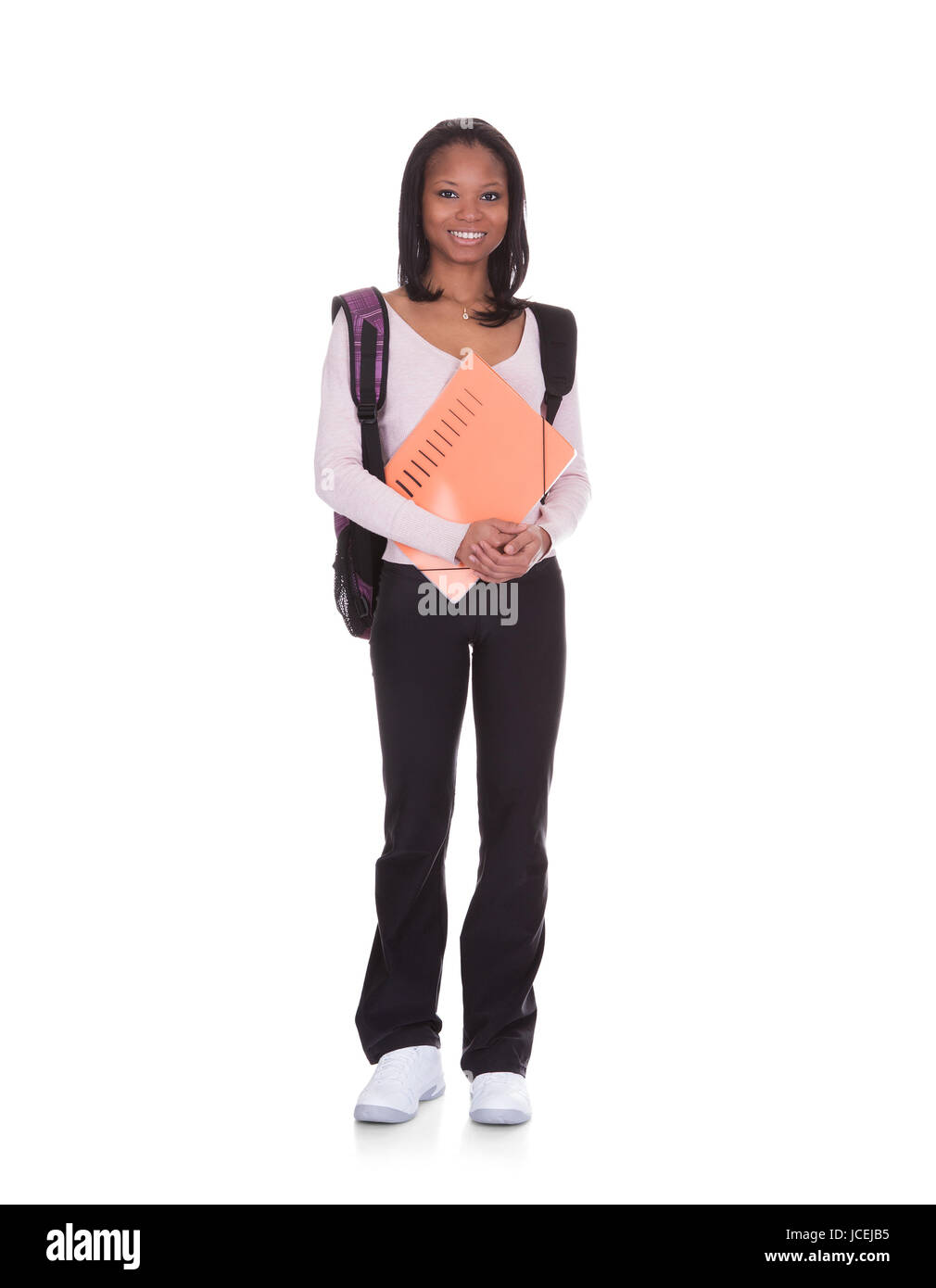 Portrait Of Student Girl Isolated Over White Background Stock Photo - Alamy