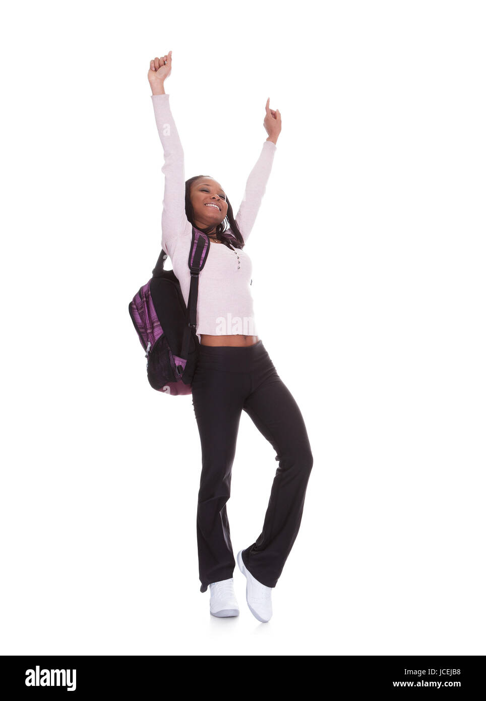 Excited Student Girl Isolated Over White Background Stock Photo - Alamy