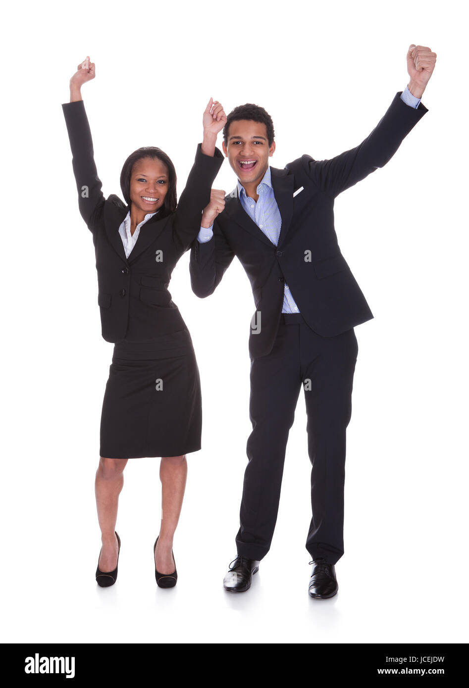 Business couple cheering Cut Out Stock Images & Pictures - Alamy