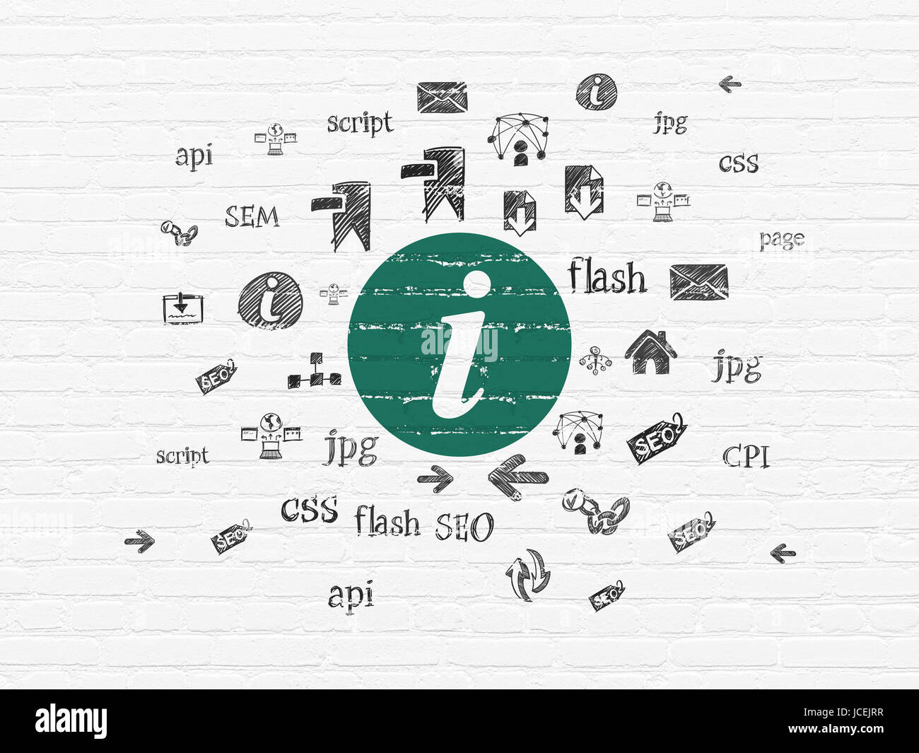 Web development concept: Information on wall background Stock Photo - Alamy