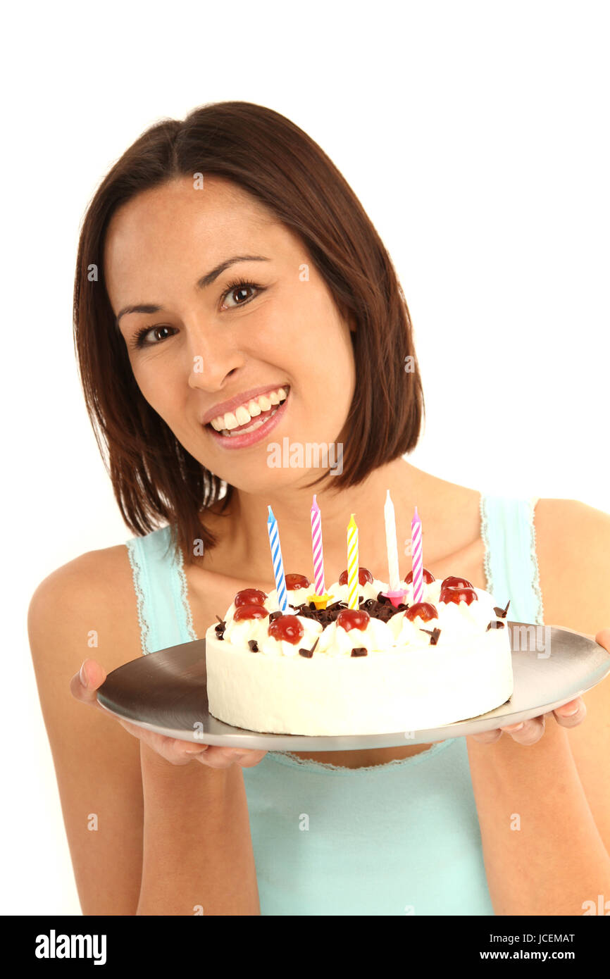 woman with cake Stock Photo - Alamy