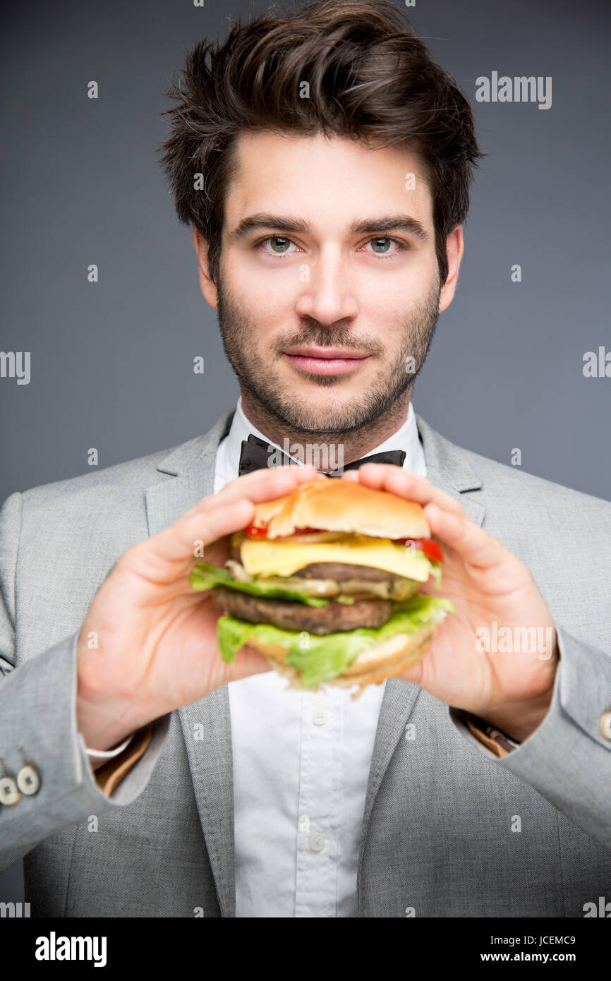 men with burger Stock Photo - Alamy