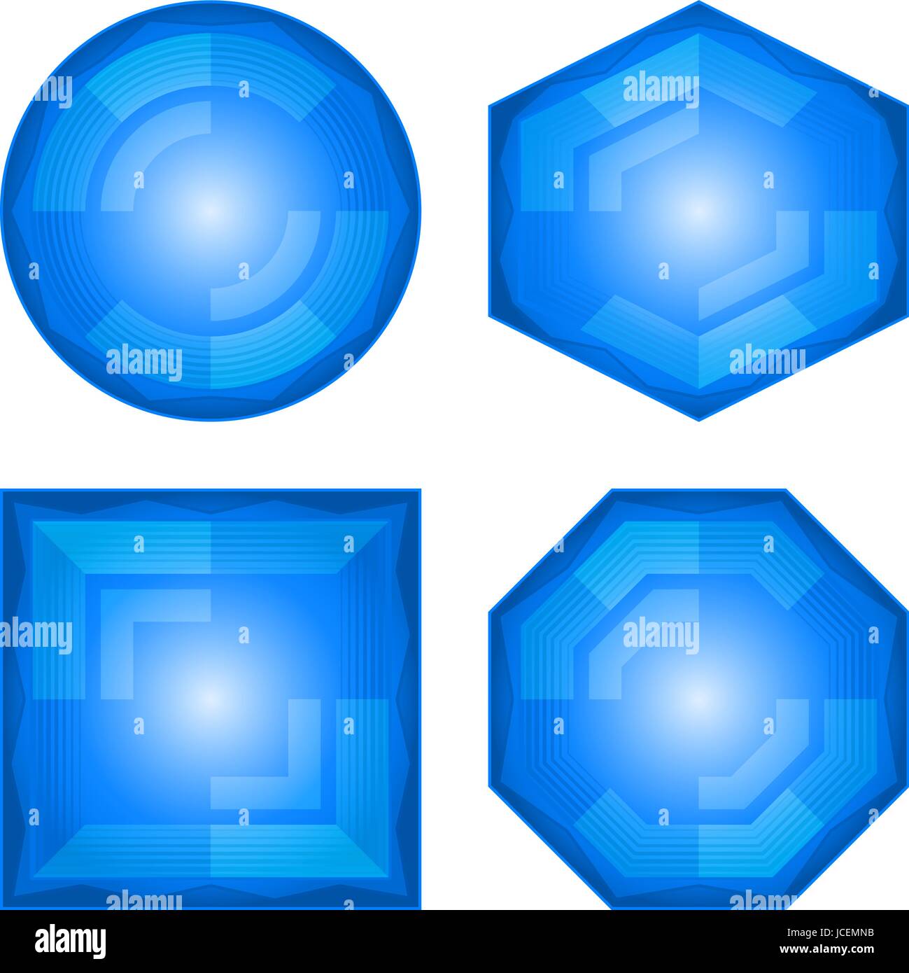 Set blue icons, computer buttons different forms, vector eps10 ...