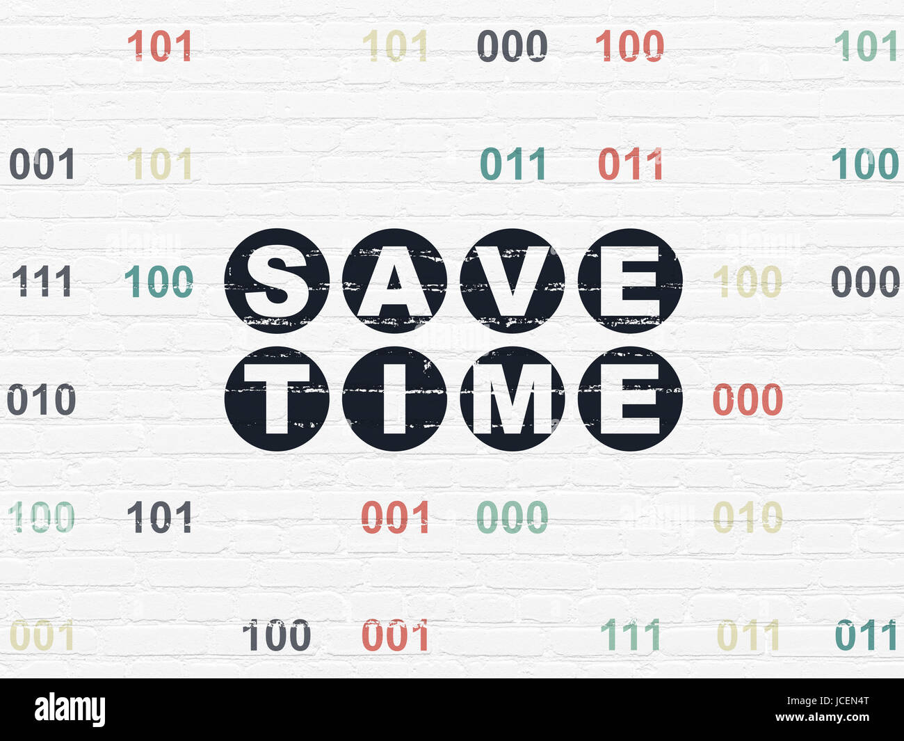 Time concept: Save Time on wall background Stock Photo - Alamy