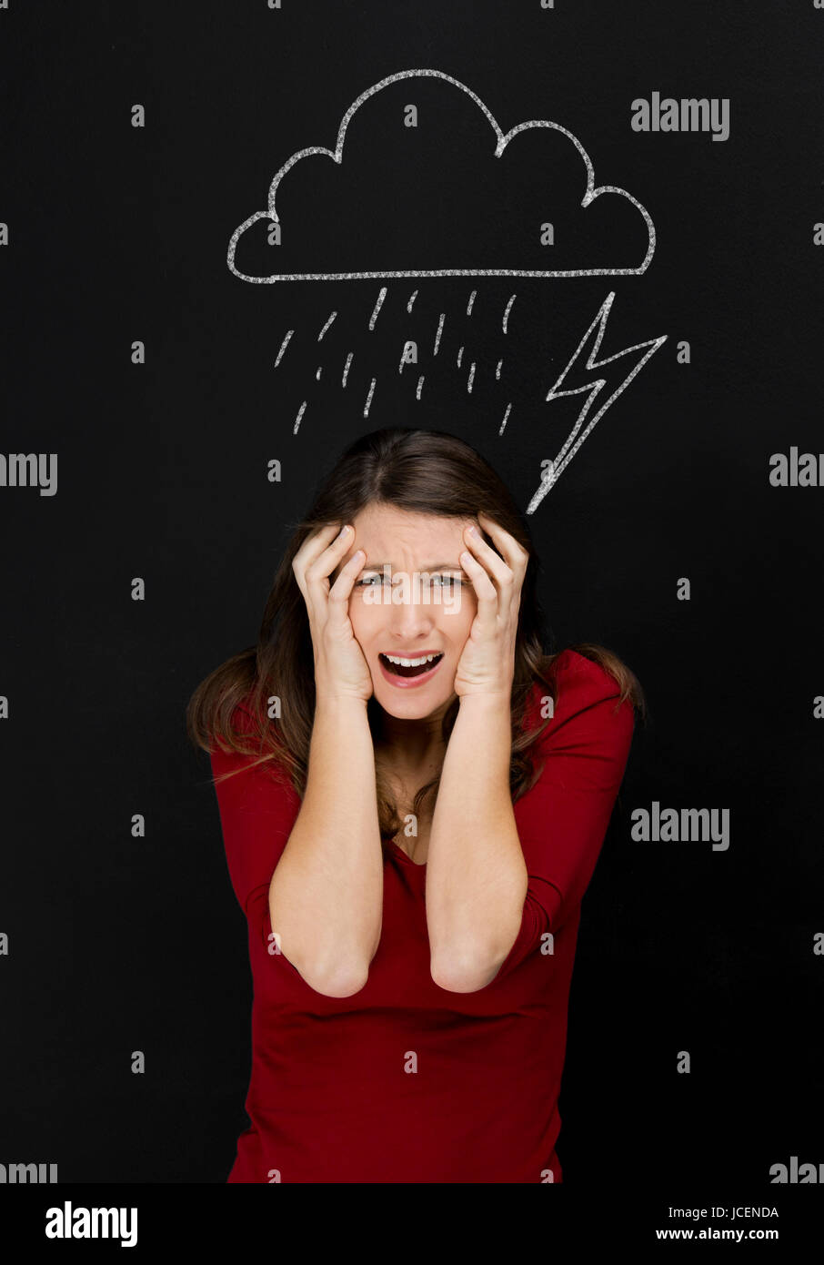 Concept of a beautiful female student having a bad day in school Stock ...