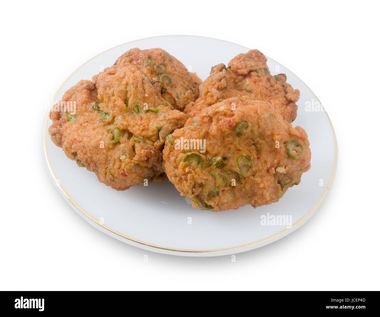 Snack and Dessert, Thai Traditional Fried Fish Cakes Served on A White ...
