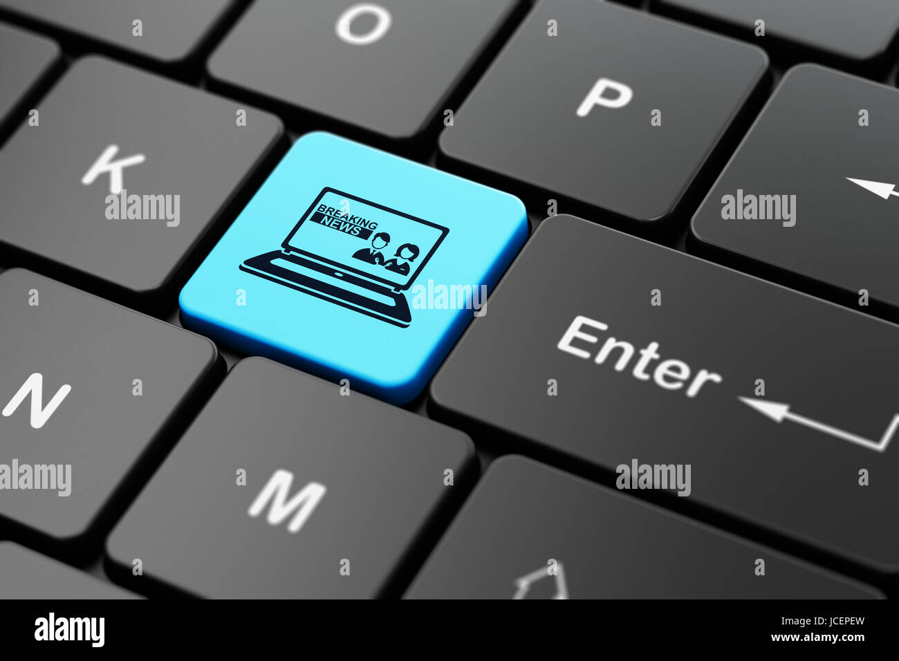 News concept: Breaking News On Laptop on computer keyboard background ...