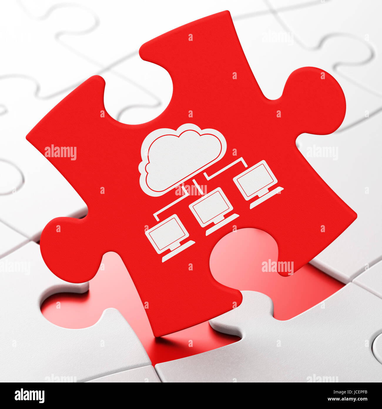 Cloud networking concept: Cloud Network on puzzle background Stock ...