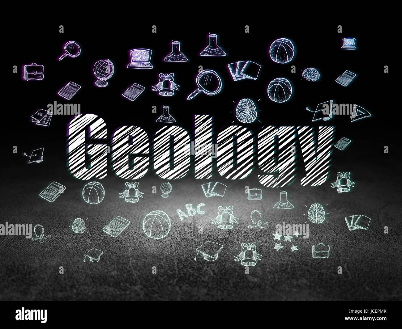 Education concept: Geology in grunge dark room Stock Photo - Alamy
