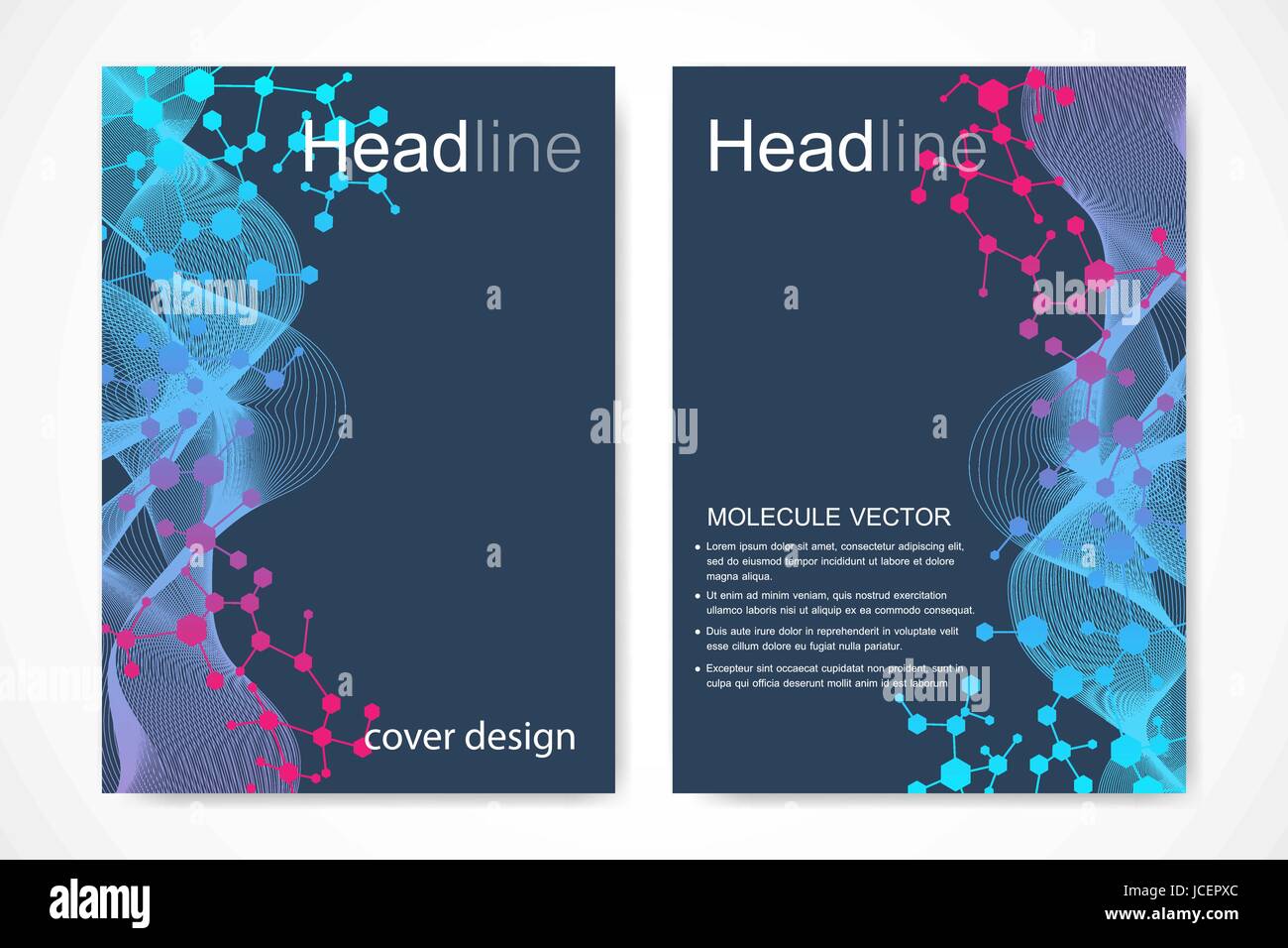 Scientific brochure design template. Vector flyer layout, Molecular ...