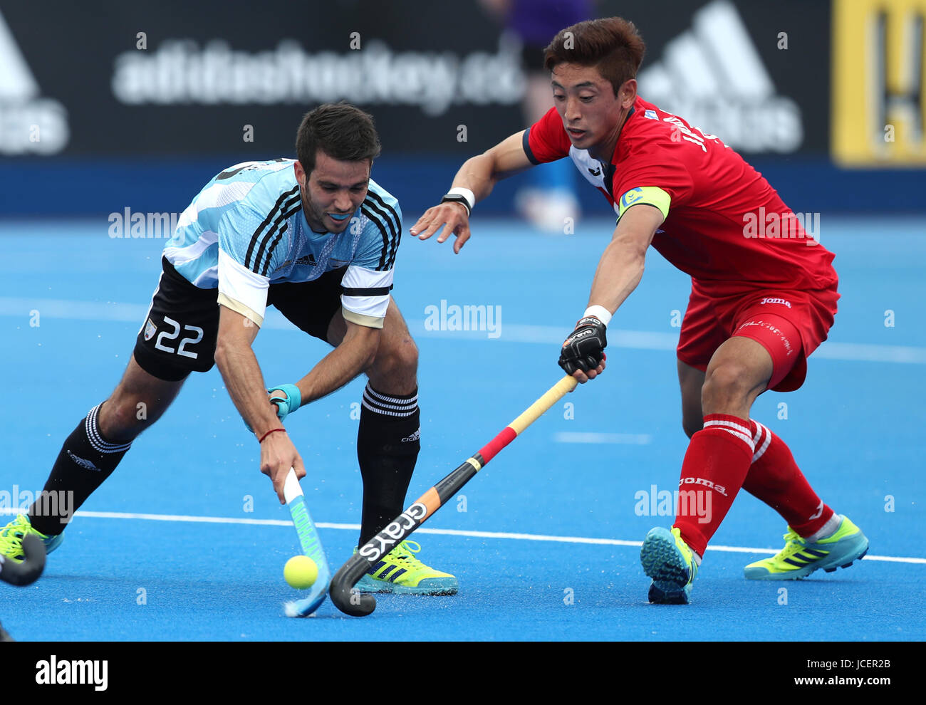 Argentina's Matias Rey (right) and South Korea's Jung Manjae during the ...